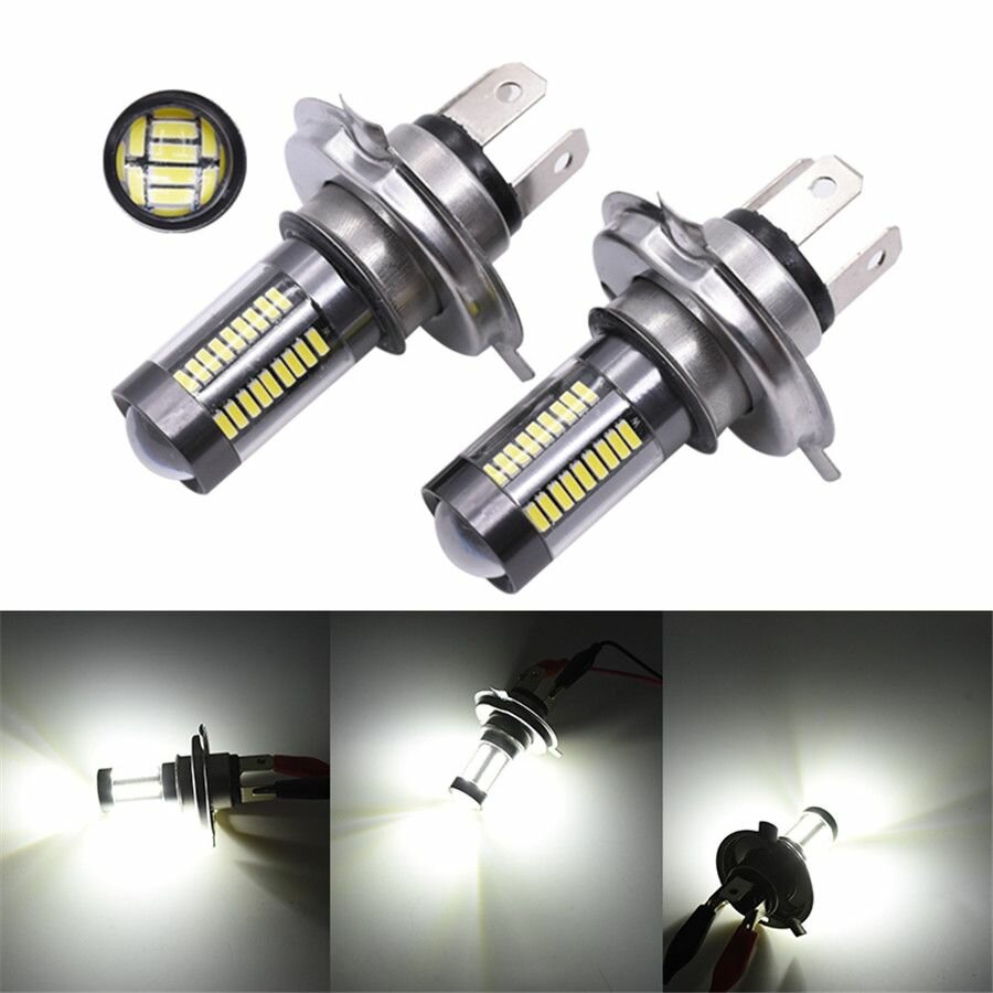 Лампа автомобильная H4-9003, 100Вт, 66 LED, белый свет, 360°, 1 шт.