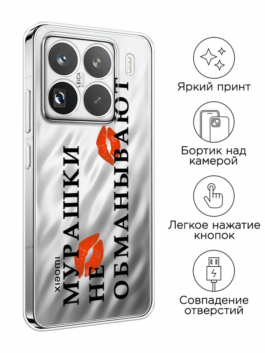 Чехол на Xiaomi 15 Pro / Сяоми 15 Про с принтом "Мурашки не обманывают 1 - 14 февраля", прозрачный — фото 1