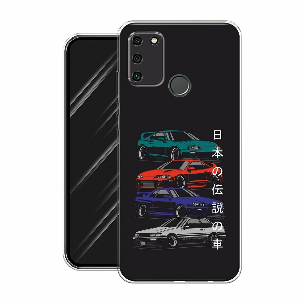 Силиконовый чехол на Honor 9A / Хонор 9А с принтом "JDM Legend cars" — фото 1