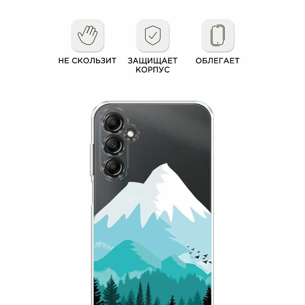 Чехол на Samsung Galaxy A15 / Самсунг А15 с принтом "Синяя снежная гора", прозрачный — фото 1