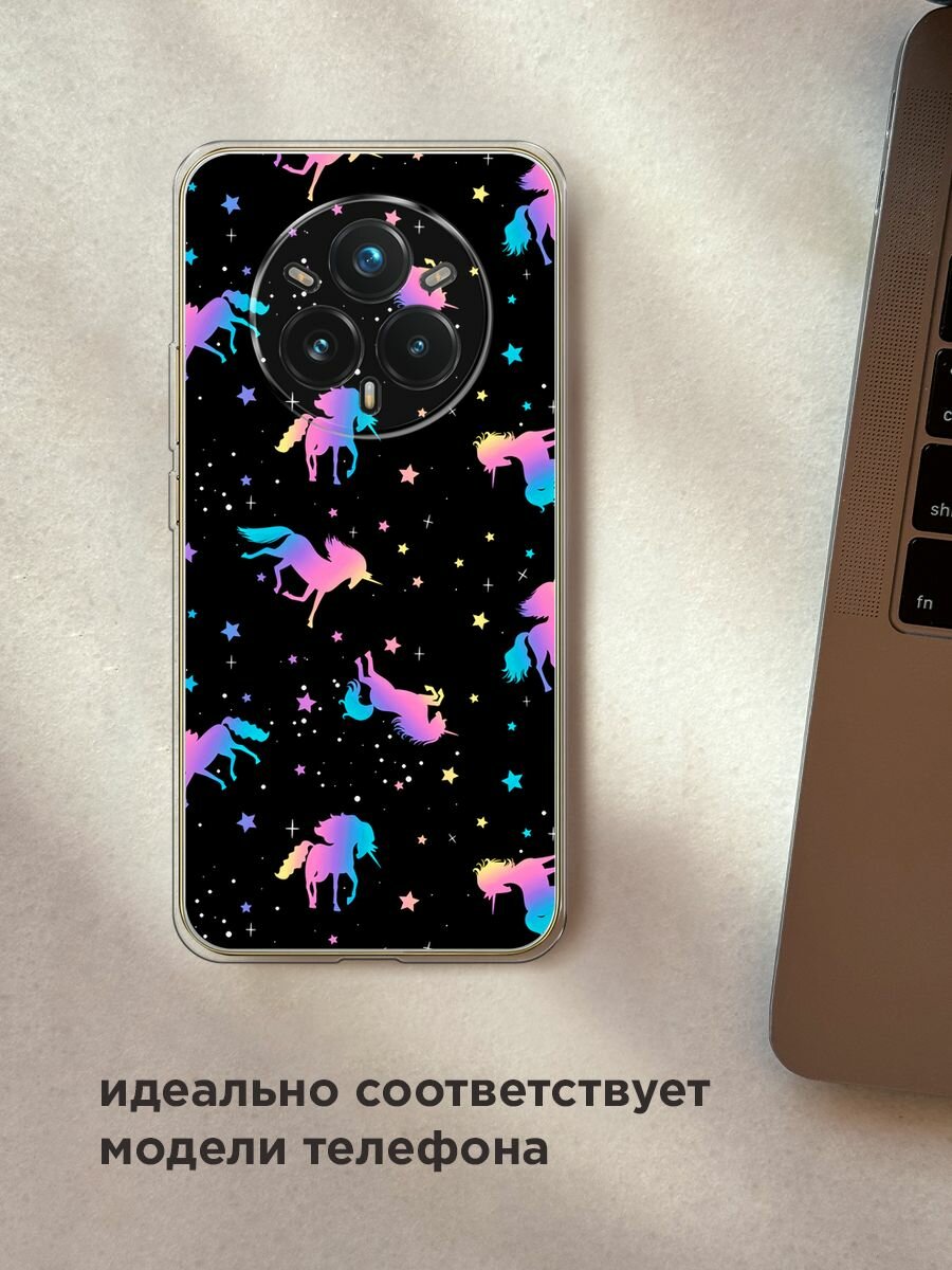 Чехол на Realme 14 Pro+ / Реалми 14 Про+ с принтом "Единороги градиент" — фото 1