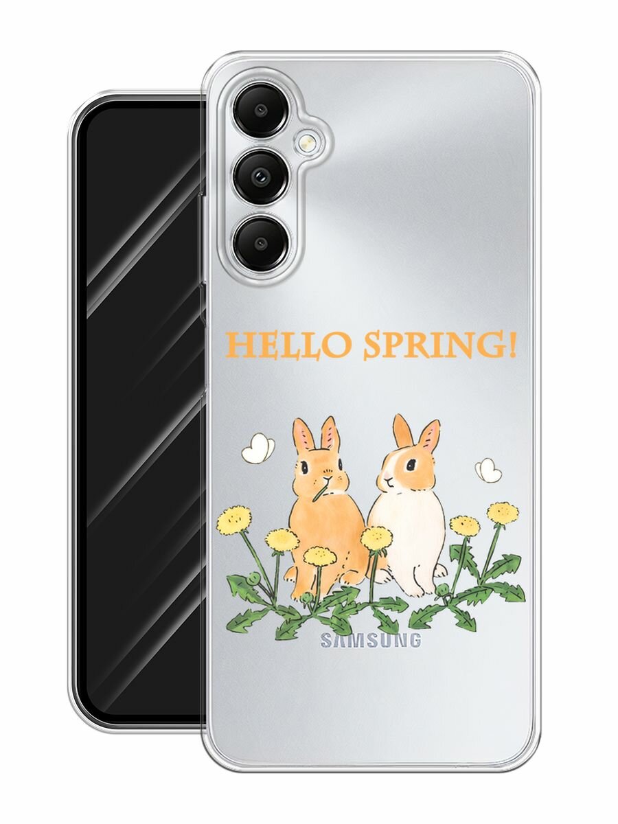 Чехол на Samsung Galaxy A05s / Самсунг Галакси A05s с принтом "Весенние кролики", прозрачный — фото 1