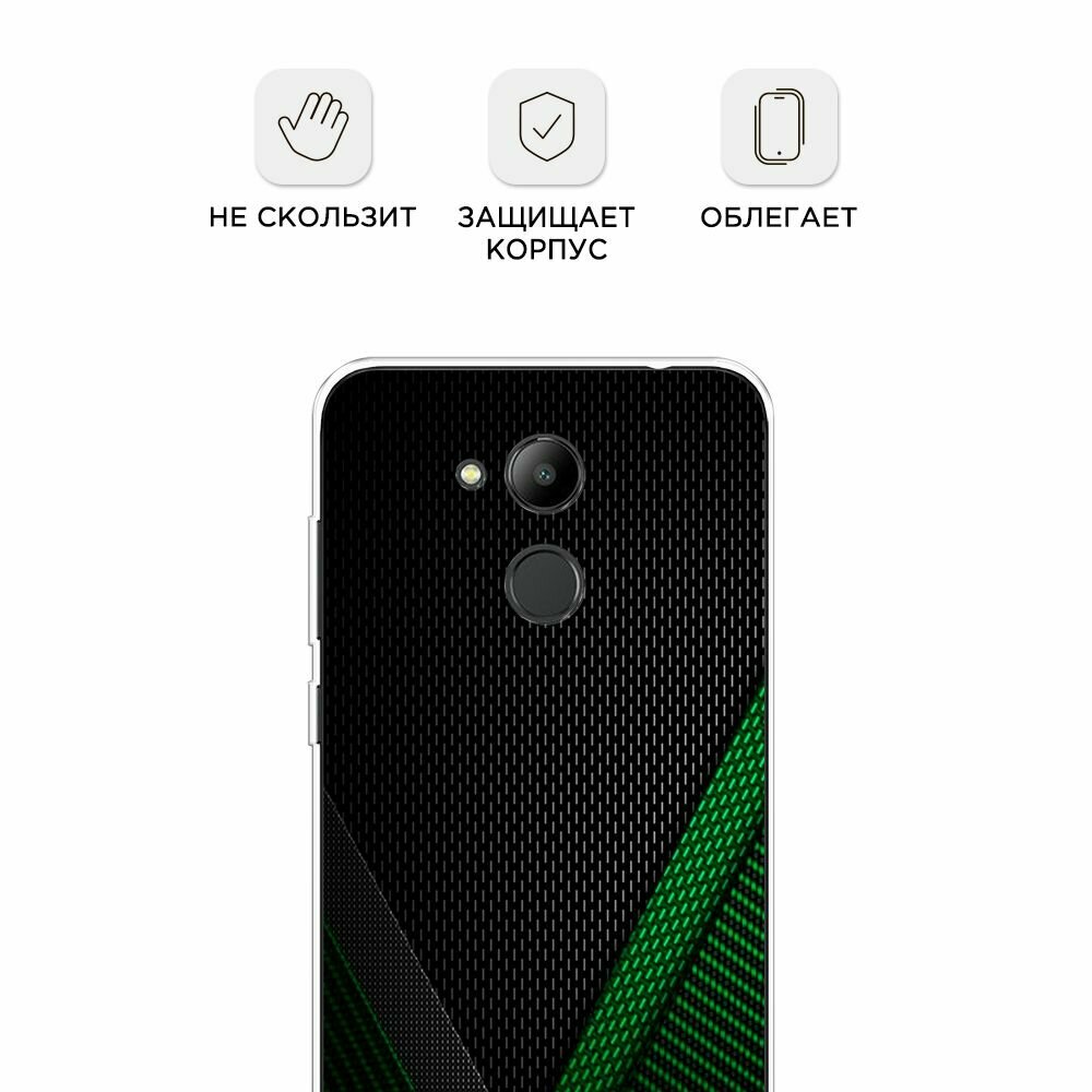 Чехол на Honor 6C Pro / Хонор 6С Про с принтом "Зеленый карбон" — фото 1