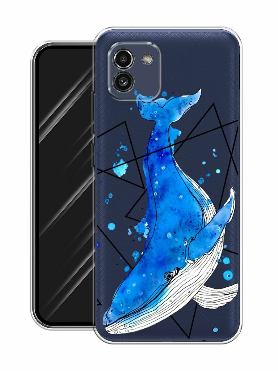 Чехол на Samsung Galaxy A03 / Самсунг Галакси А03 с принтом "Кит графика", прозрачный — фото 1