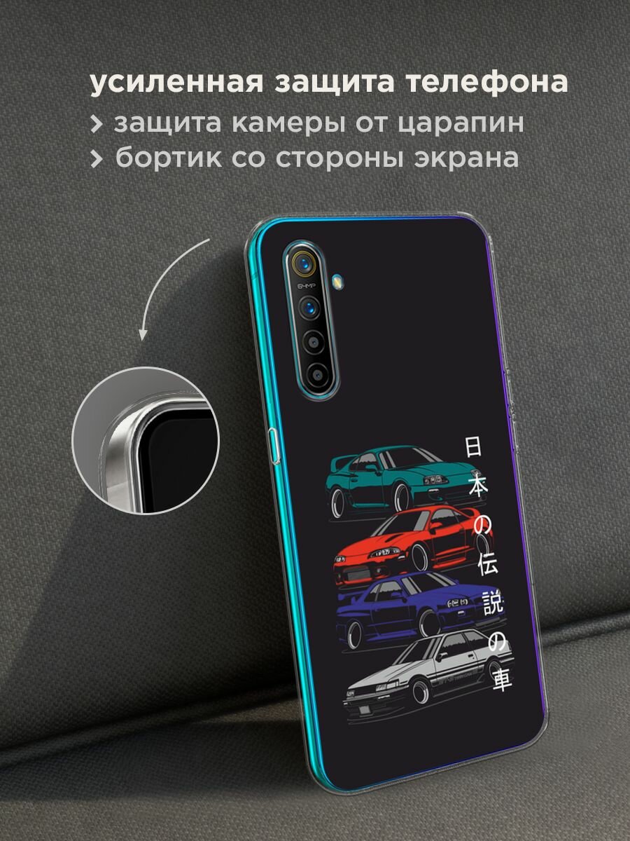 Силиконовый чехол на Realme XT / Реалми XT с принтом "JDM Legend cars" — фото 1
