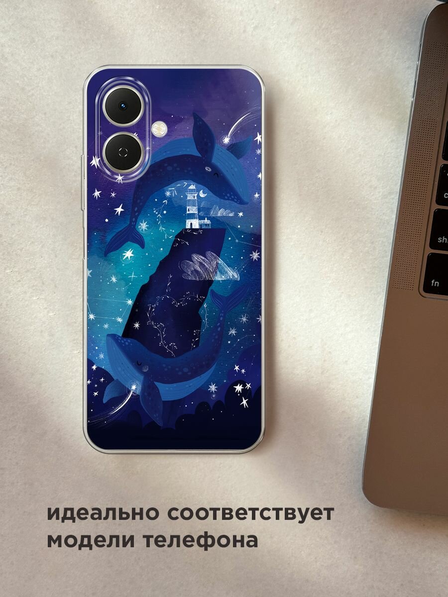 Чехол на Tecno Spark Go 2 / Текно Спарк Го 2 с принтом "Ночные киты" — фото 1