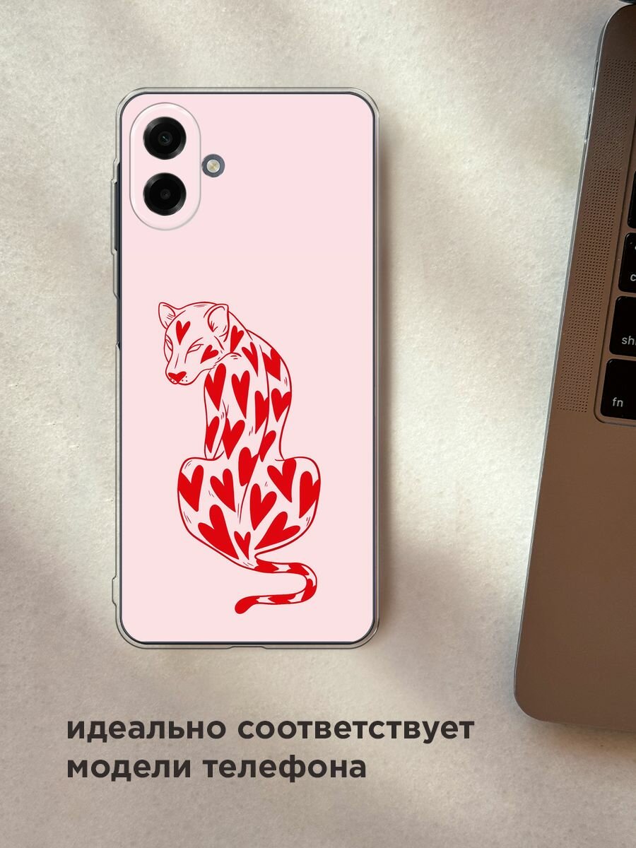 Чехол на Samsung Galaxy A07 / Самсунг А07 с принтом "Heart panther 1 - 14 февраля" — фото 1