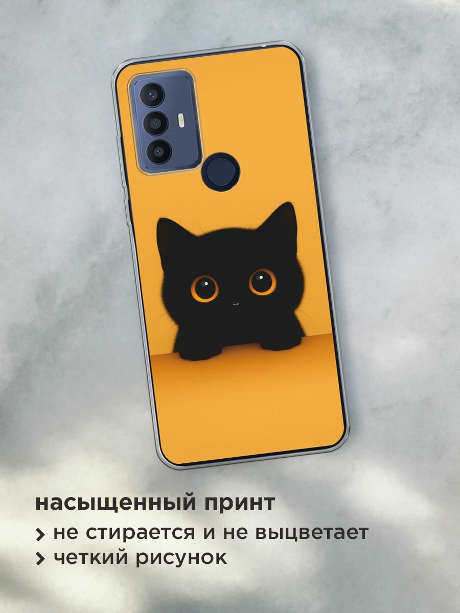 Чехол на TCL 30E/30 SE/305/306 / ТСЛ 30E с принтом "Контрастный котик" — фото 1