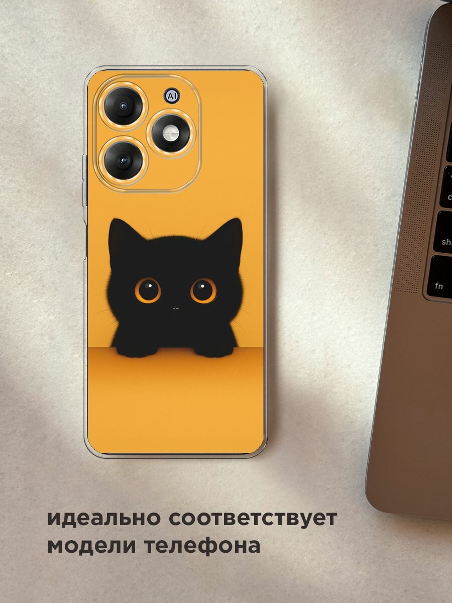 Силиконовый чехол на Itel A70 / Ител А70 с принтом "Контрастный котик" — фото 1