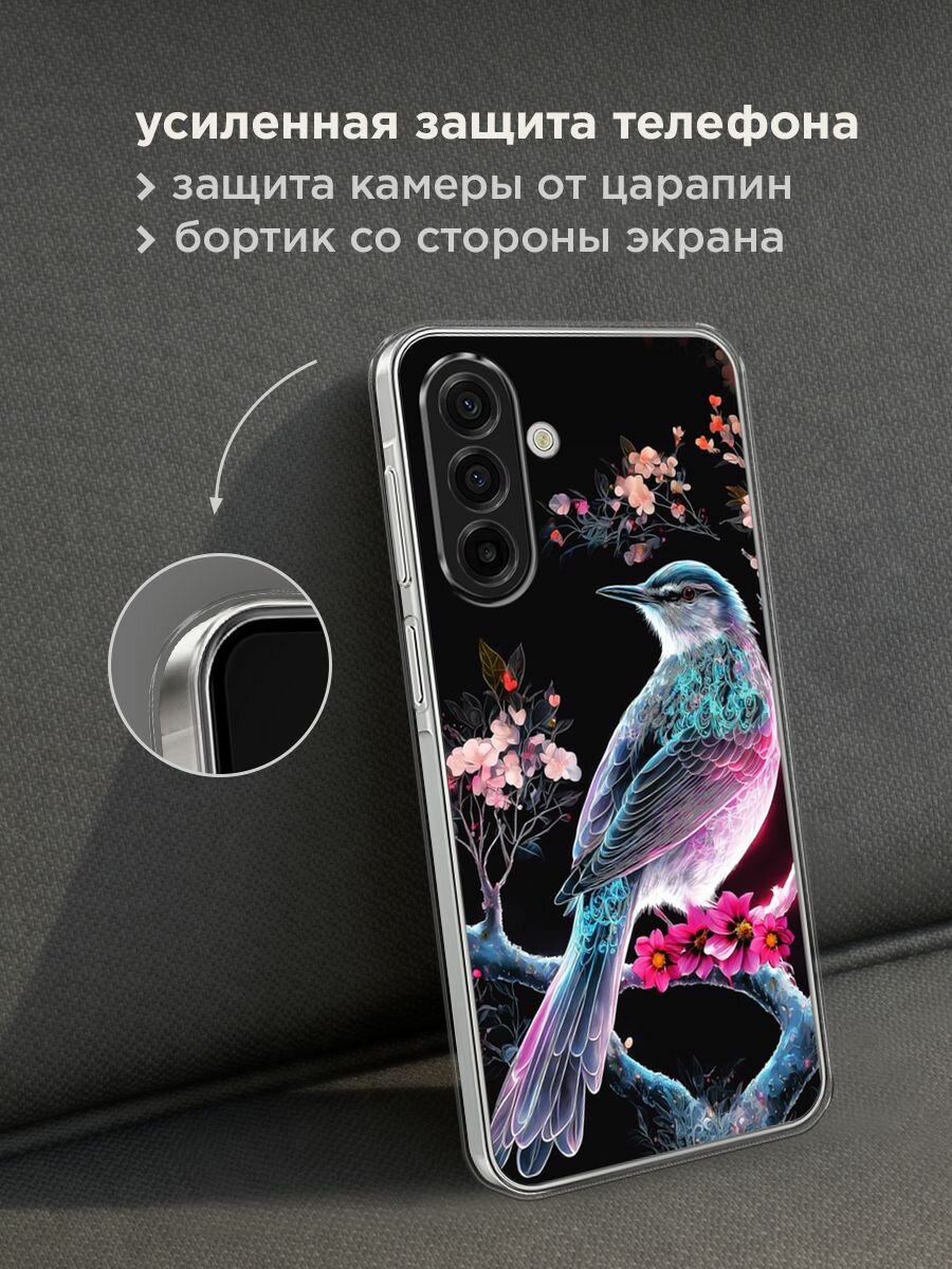 Чехол на Samsung Galaxy A17/A18 / Самсунг А17/А18 с принтом "Птица на цветущем дереве" — фото 1