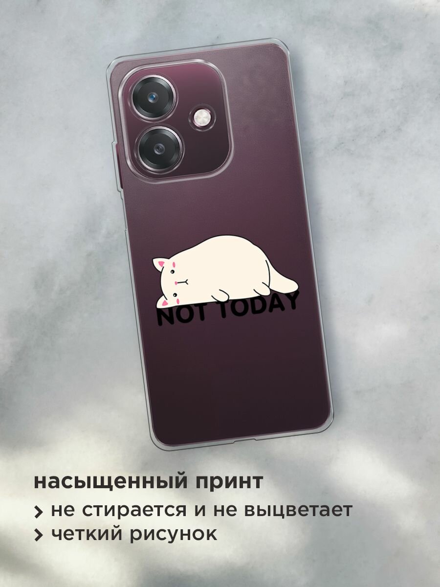 Чехол на Oppo A3/A3x / Оппо А3/A3x с принтом "Cat not today", прозрачный — фото 1
