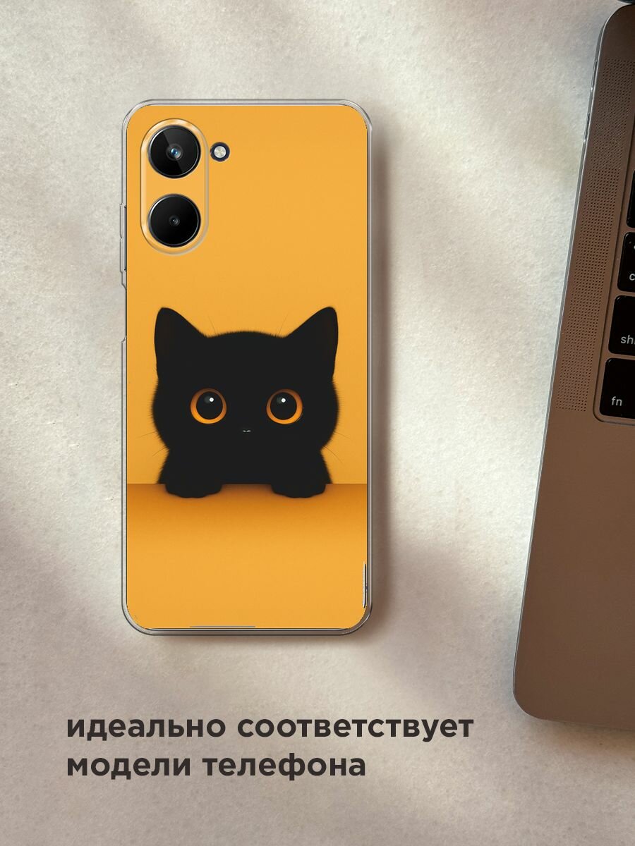 Чехол на Realme 10 4G / Реалми 10 4G с принтом "Контрастный котик" — фото 1