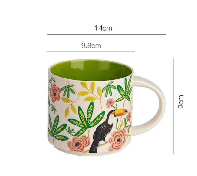 Керамическая чашка с цветочной глазурью, кружка для домашнего завтрака большой емкости