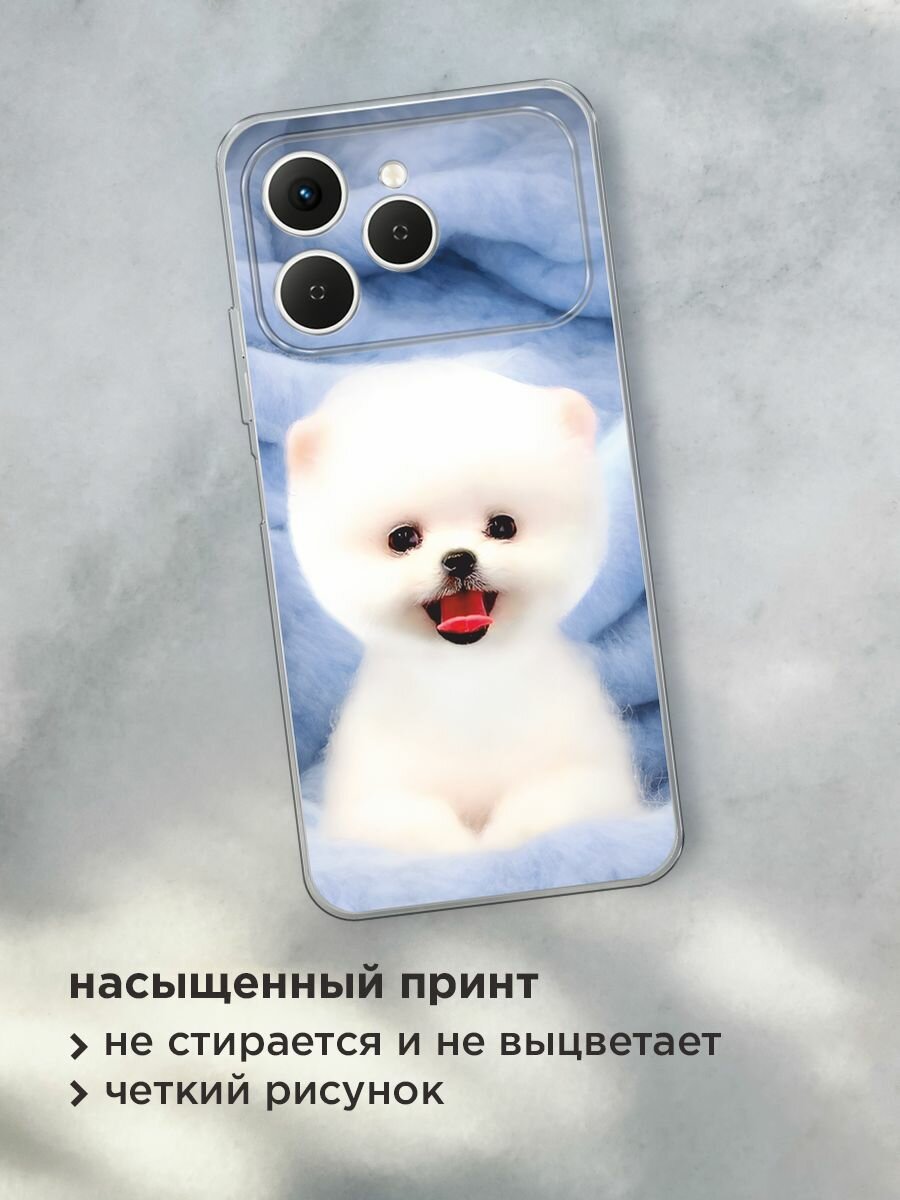 Чехол на Tecno Spark 40 / Текно Спарк 40 с принтом Белый пёсик — фото 1