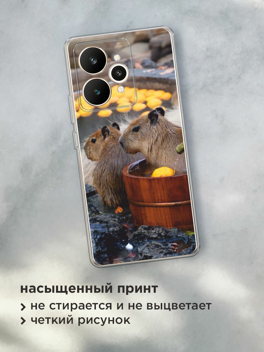 Чехол на Realme 15 / Реалми 15 с принтом "Капибары отмокают" — фото 1