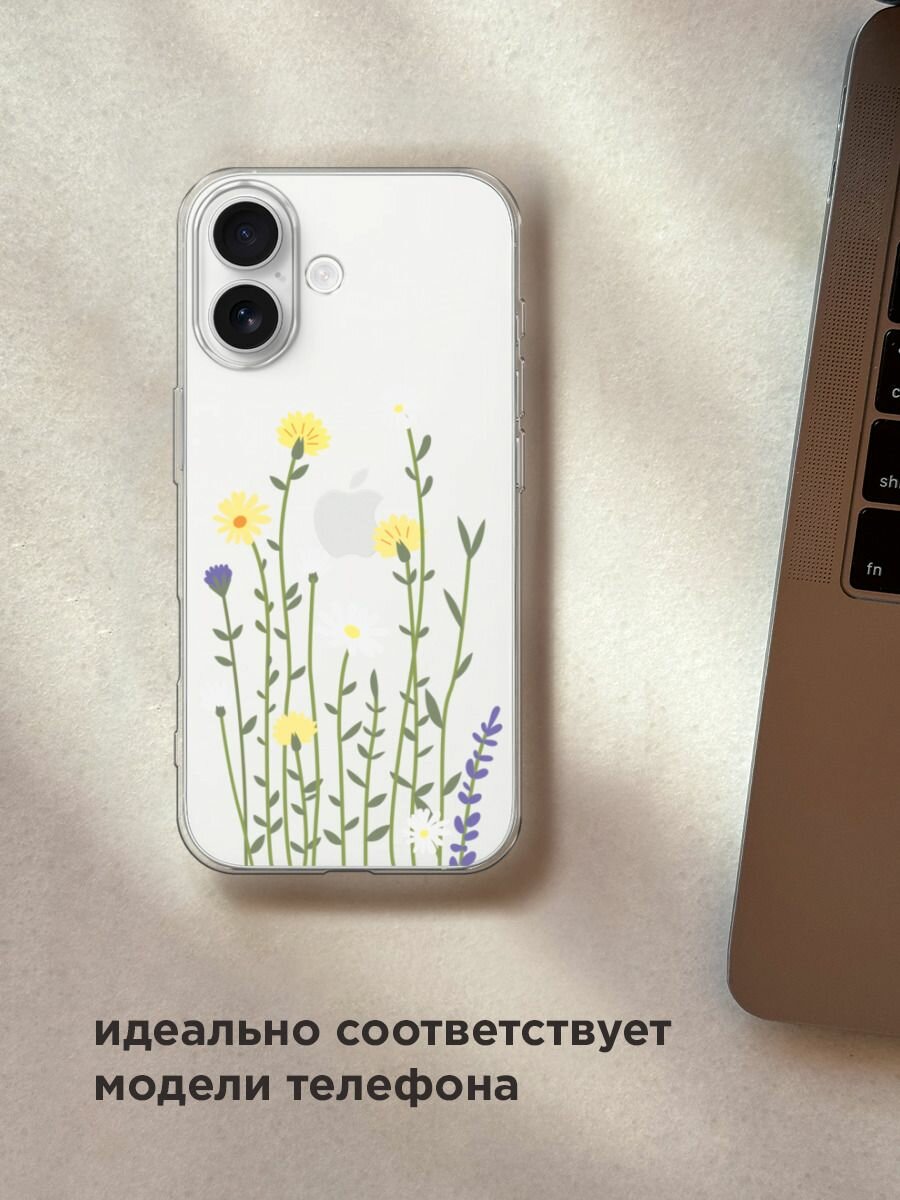 Чехол на Apple iPhone 17 / Айфон 17 с принтом "Пучок полевых цветов", прозрачный — фото 1