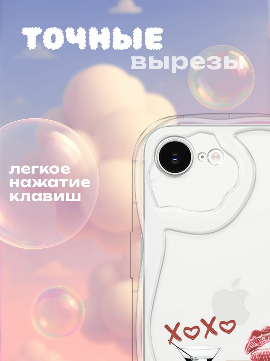 Чехол на iPhone 16e / Айфон 16е/17e с принтом xoxo lucky girl 2, прозрачный — фото 1