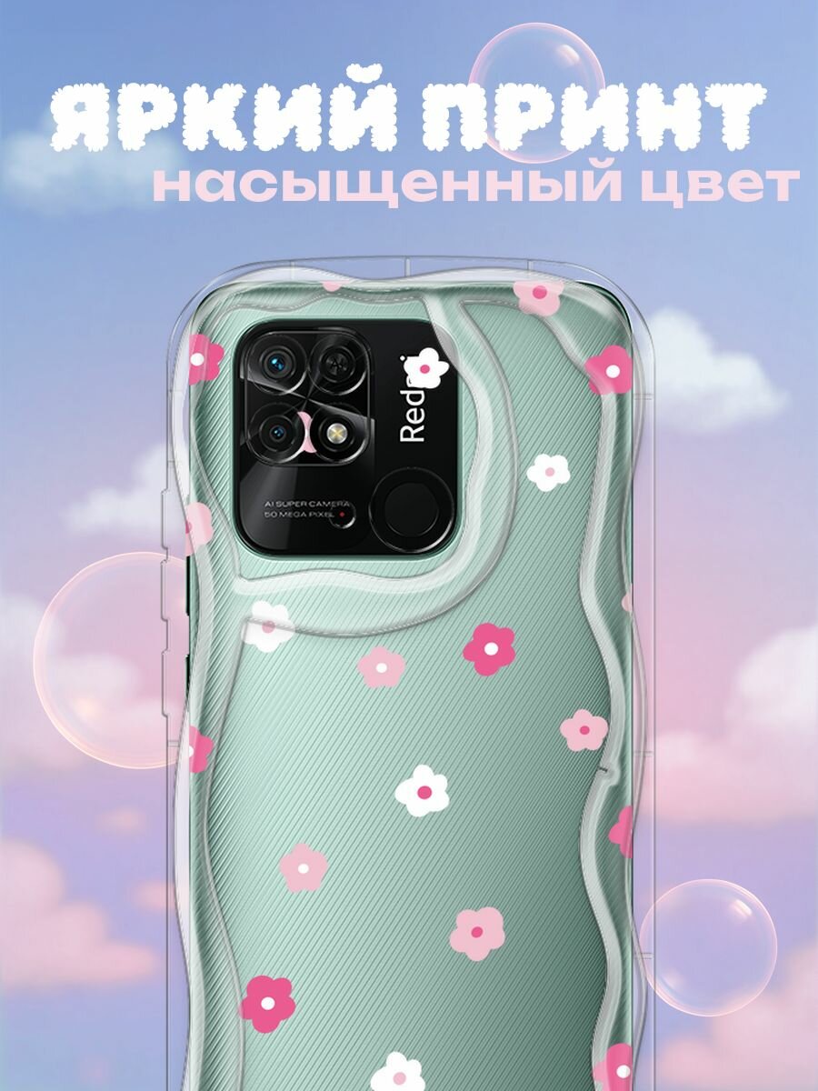 Чехол на Xiaomi Redmi 10C / Редми 10С с принтом "Весенние цветочки рисунок" — фото 1