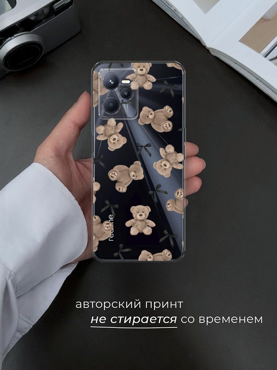 Чехол на Realme C35 / Реалми C35 с принтом "Плюшовые мишки 2", прозрачный — фото 1