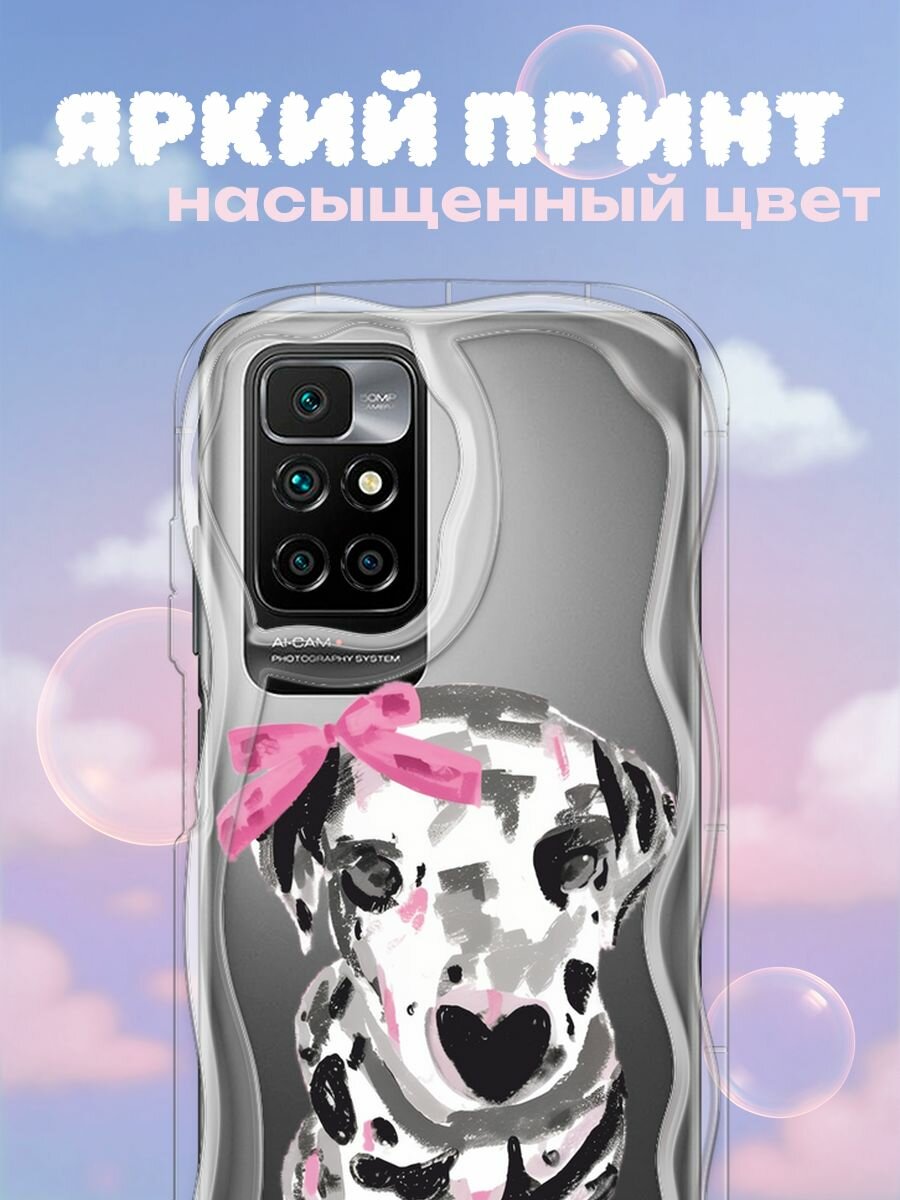 Чехол на Xiaomi Redmi 10 / Редми 10 с принтом "Далматинец с бантиком 3" — фото 1