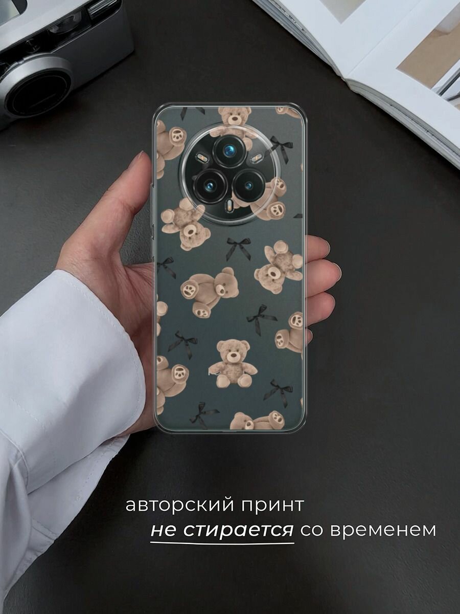 Чехол на Realme 14 Pro / Реалми 14 Про с принтом "Плюшовые мишки 2", прозрачный — фото 1