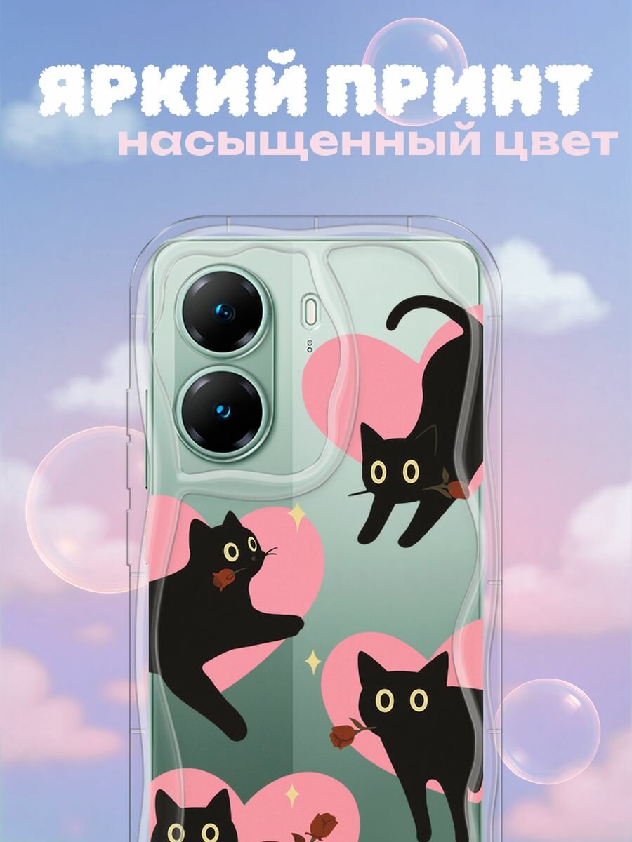 Чехол на Poco X7 Pro / Поко x7 pro с принтом "Котики с розой" — фото 1