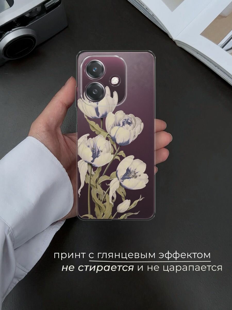 Силиконовый чехол на Oppo A3/A3x / Оппо А3/A3x с принтом "Серые бутоны" — фото 1