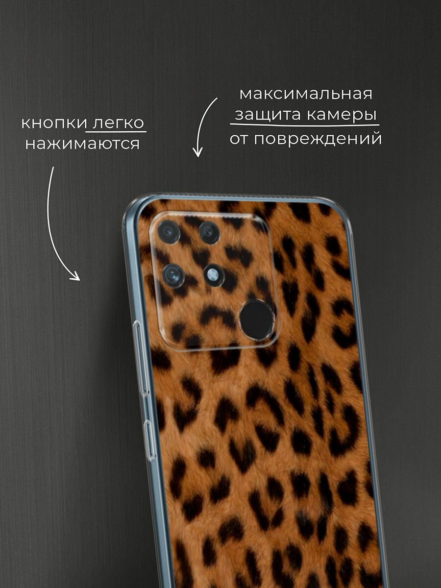Чехол на Realme Narzo 50A / Реалми Нарзо 50A с принтом "Мех леопарда" — фото 1