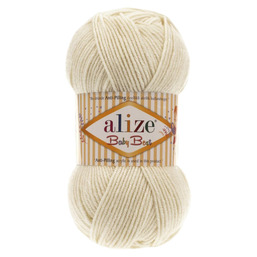 Пряжа для вязания Alize Baby best 62 кремовый 100 гр/240 м 10% бамбук, 90% антипилинг акрил