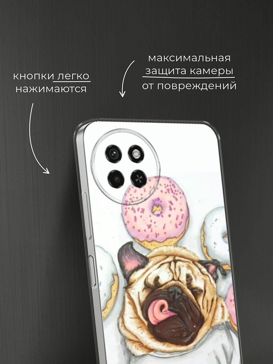 Силиконовый чехол на Itel S23 / Ител S23 с принтом "Счастливый мопс" — фото 1