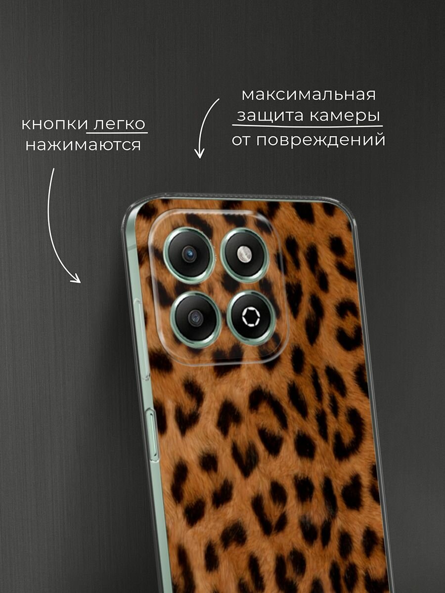 Силиконовый чехол на Honor X6b / Хонор X6b с принтом "Мех леопарда" — фото 1