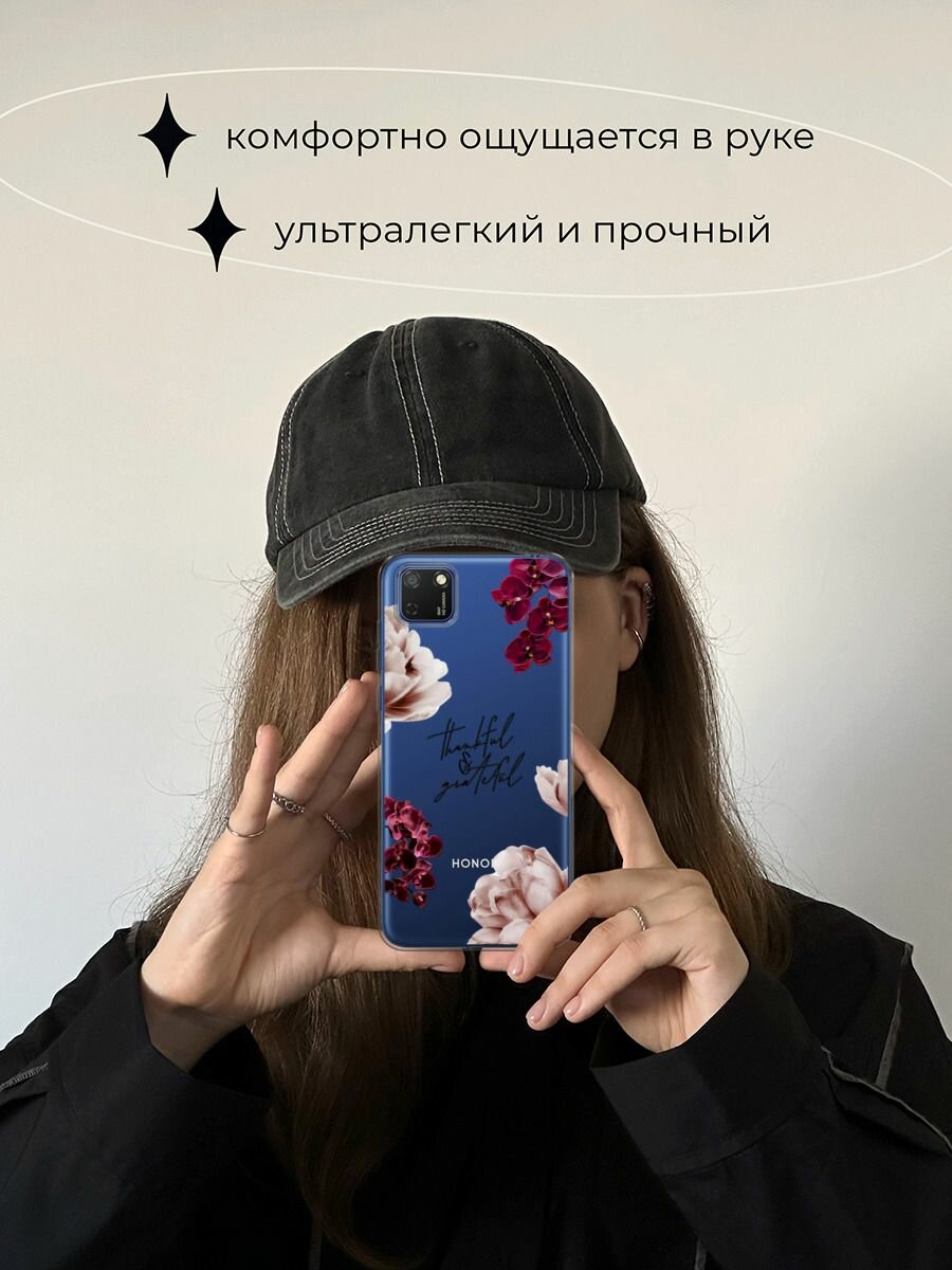 Чехол на Honor 9S/Huawei Y5p / Хонор 9S/Хуавей Y5p с принтом "Надпись в цветах" — фото 1