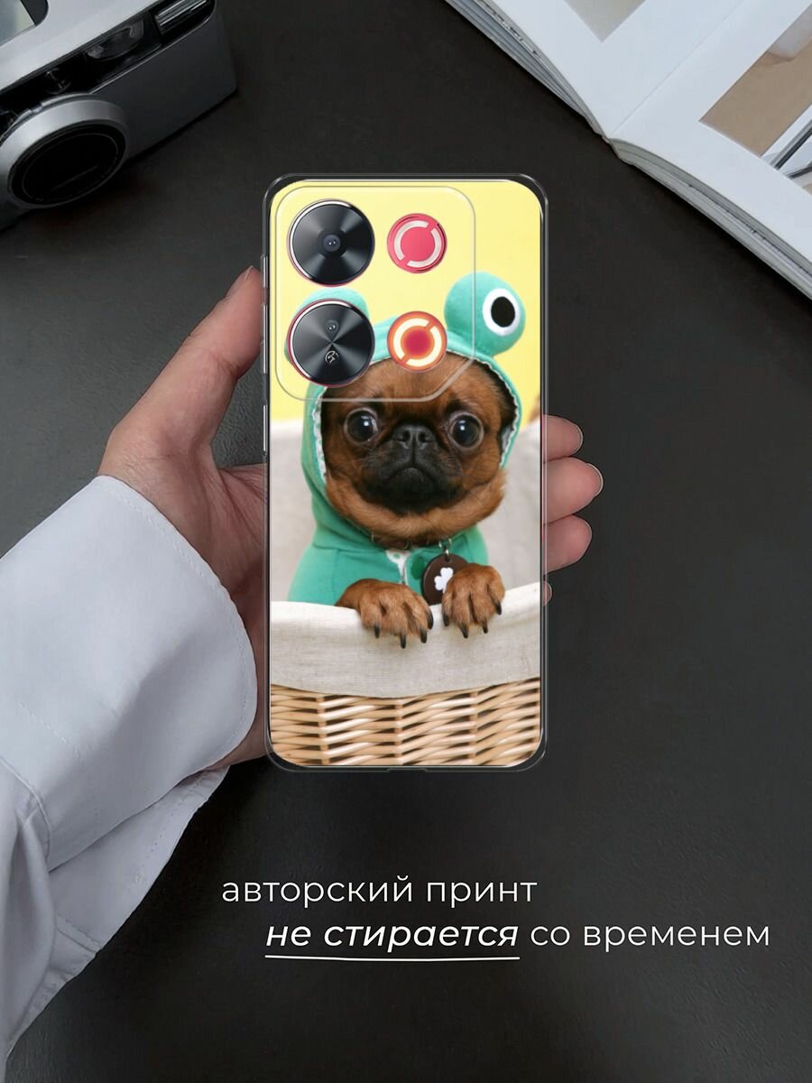 Чехол на Itel P65 / Ител P65 с принтом "Собачка в шапке лягушки" — фото 1