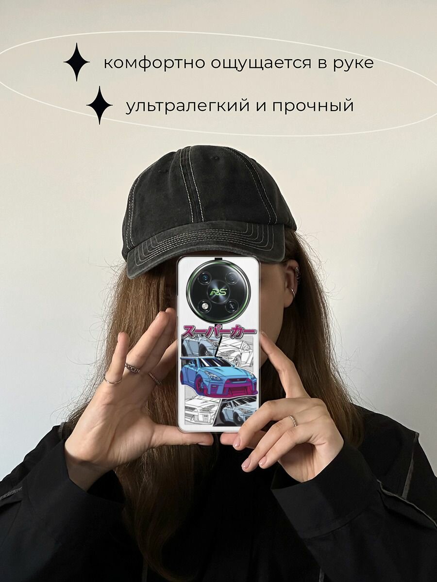 Чехол на Itel RS4 / Ител РС4 с принтом "JDM коллаж", прозрачный — фото 1