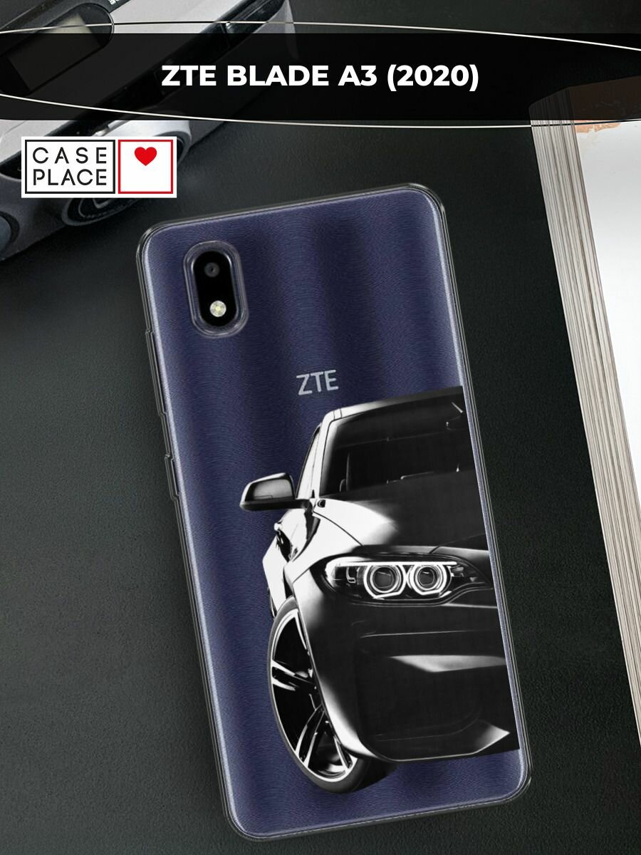 Чехол на ZTE Blade A3 (2020) / ЗТЕ Блейд А3 (2020) с принтом "Крутая черная машина", прозрачный