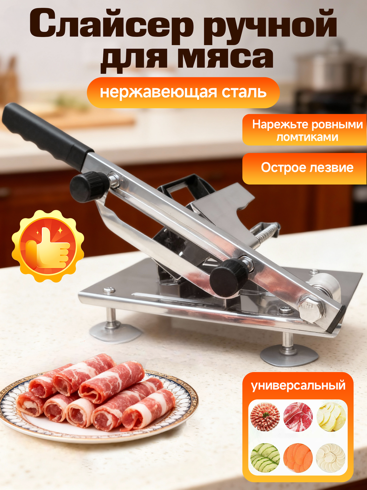 Слайсер ручной для мяса, Многофункциональный кухонный слайсер для дома