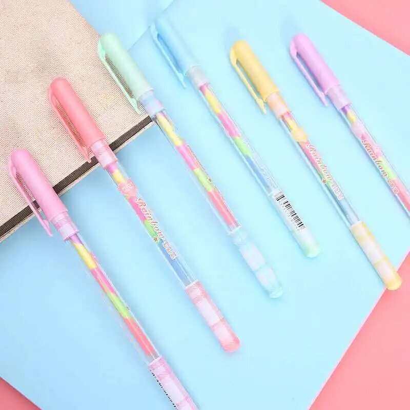 Канцелярские принадлежности Lytwtw, гелевая ручка, милые конфеты, маркер для текста, школьные канцелярские принадлежности, изменение 6 цветов, рисуйте блеск Kawaii, 1 шт.