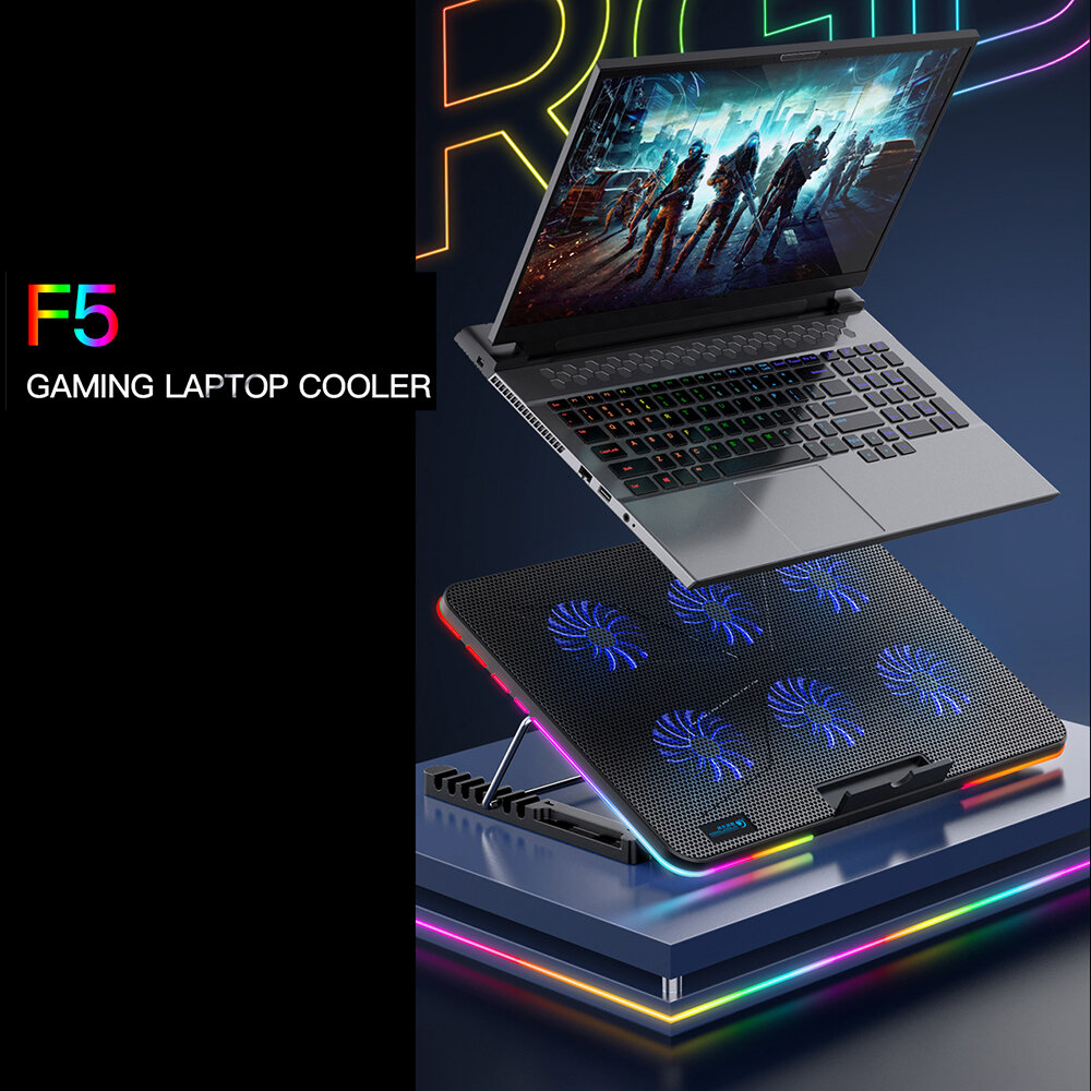 Подставка для ноутбука COOLCOLD F5, 6 вентиляторов, RGB