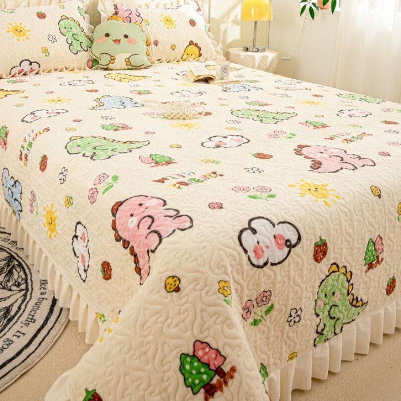 Комплект зимнего постельного белья из утолщенного молочного флиса (3 предмета), нескользящая стеганая простыня, подходит для любого сезона, как чехол для матраса и как базовый слой,150*230cm