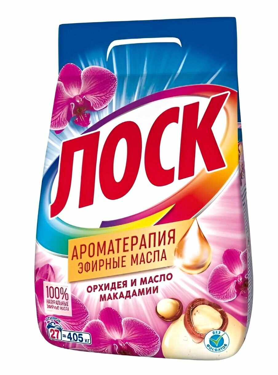 Стиральный порошок лоск Ароматерапия Орхидея и Масло Макадамии 4.05 кг 27 стирок (для белого белья)