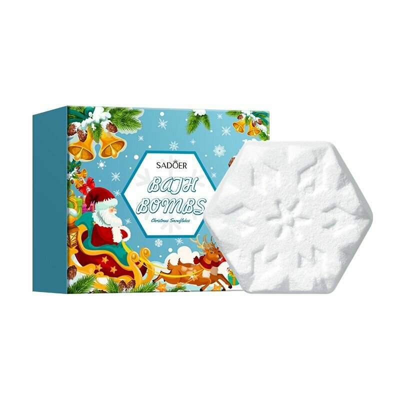 Новогодняя бомбочка для ванны SADOER с ароматерапией шипучая и очищающая