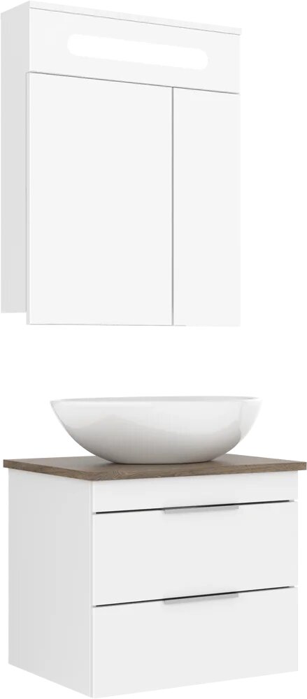 Мебель для ванной комнаты STWORKI Копенгаген 60 белая, с раковиной STWORKI Moduo 55 Leaf