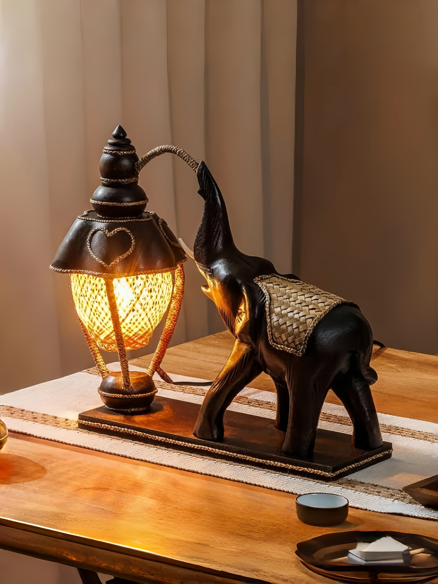 Эксклюзивный светильник ручной работы из массива дерева и бамбука Lamps E12 5Вт