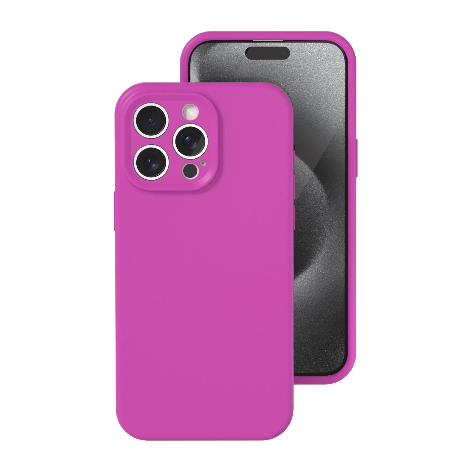 Противоударный чехол из жидкого силикона для iPhone 15 Pro Max 16 14 13 17, мягкая на ощупь чехол из микрофибры с точными вырезами для объектива Айфон 16 Про Макс, Pitaya