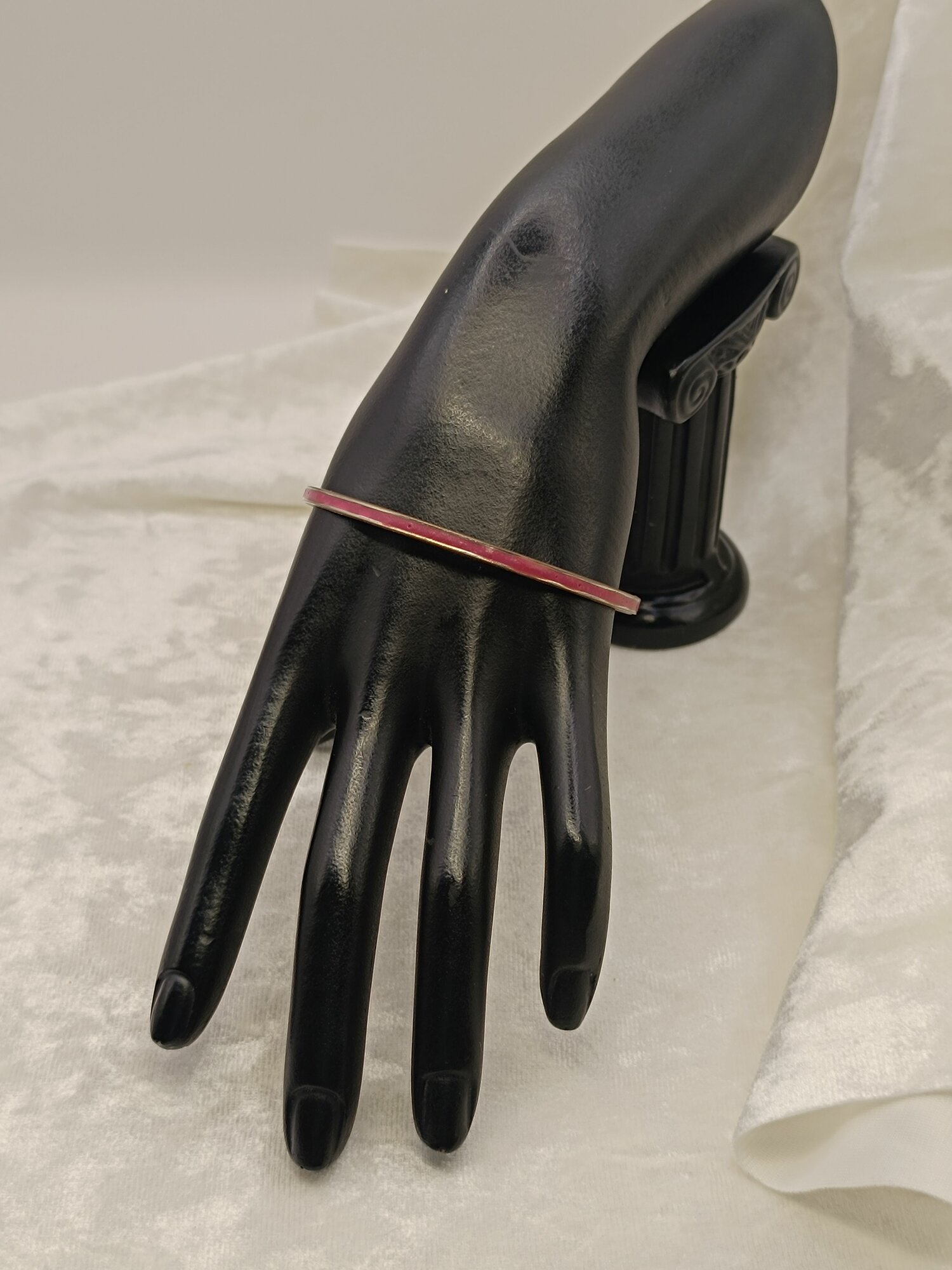 Винтажный браслет, серебрение, эмаль, длина 22 см.