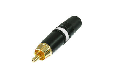 Rean NYS373-9 кабельный разъем RCA, типа папа, корпус черный-белый, золоченые контакты.