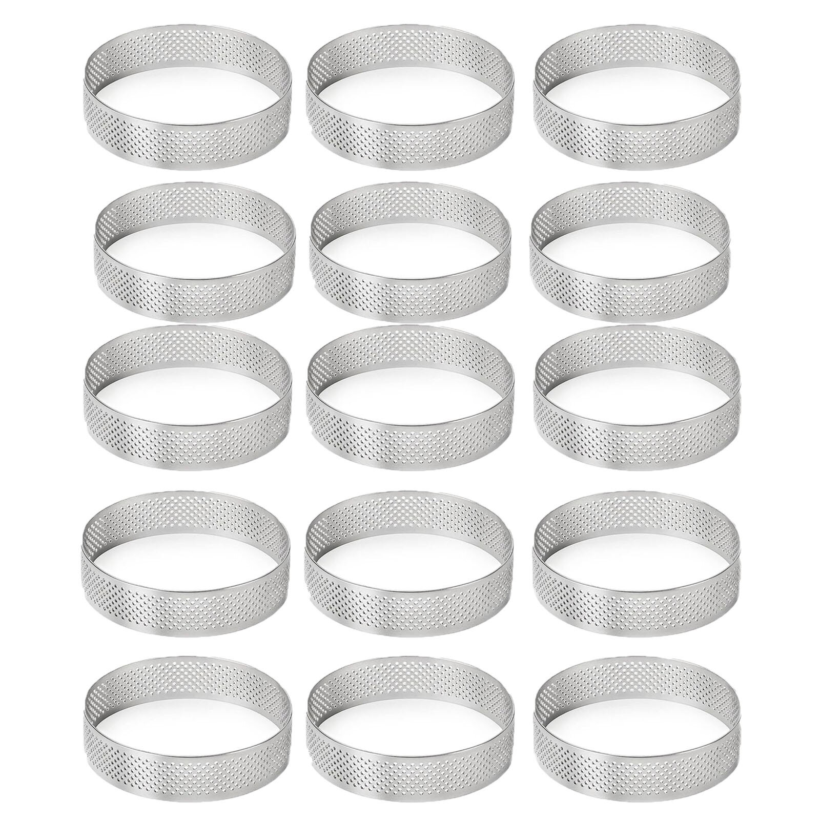 Набор для выпечки из нержавеющей стали - 15 штук, анодные кольца для выпечки диаметром 2 дюйма, жаростойкие, перфорированные для пончиков и выпечки