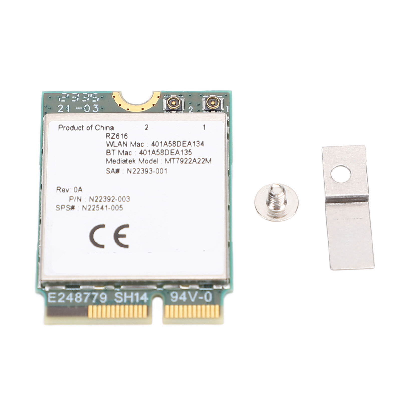Беспроводной адаптер M.2 WiFi 6E RZ616 MT7922A22M 5374 Мбит/с, трехдиапазонный Bluetooth 5.2 для Windows 10 11