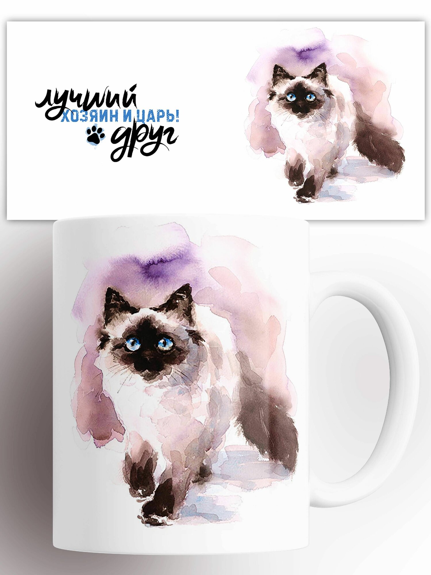 Кружка Рэгдолл кошка cat друг человека хозяин и царь кошкалюб с принтом 330 мл