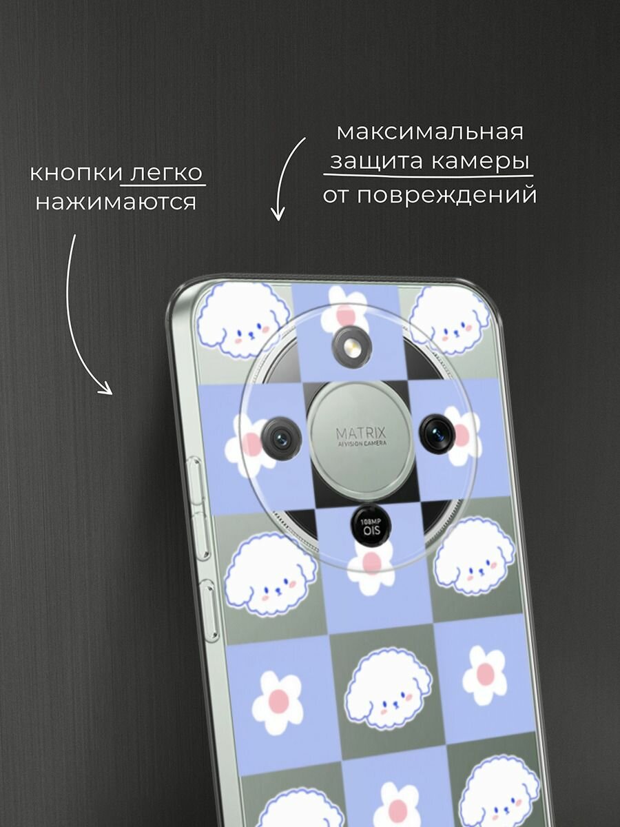 Чехол на Honor X9d / Хонор X9d с принтом Кудрявые шахматы, прозрачный — фото 1